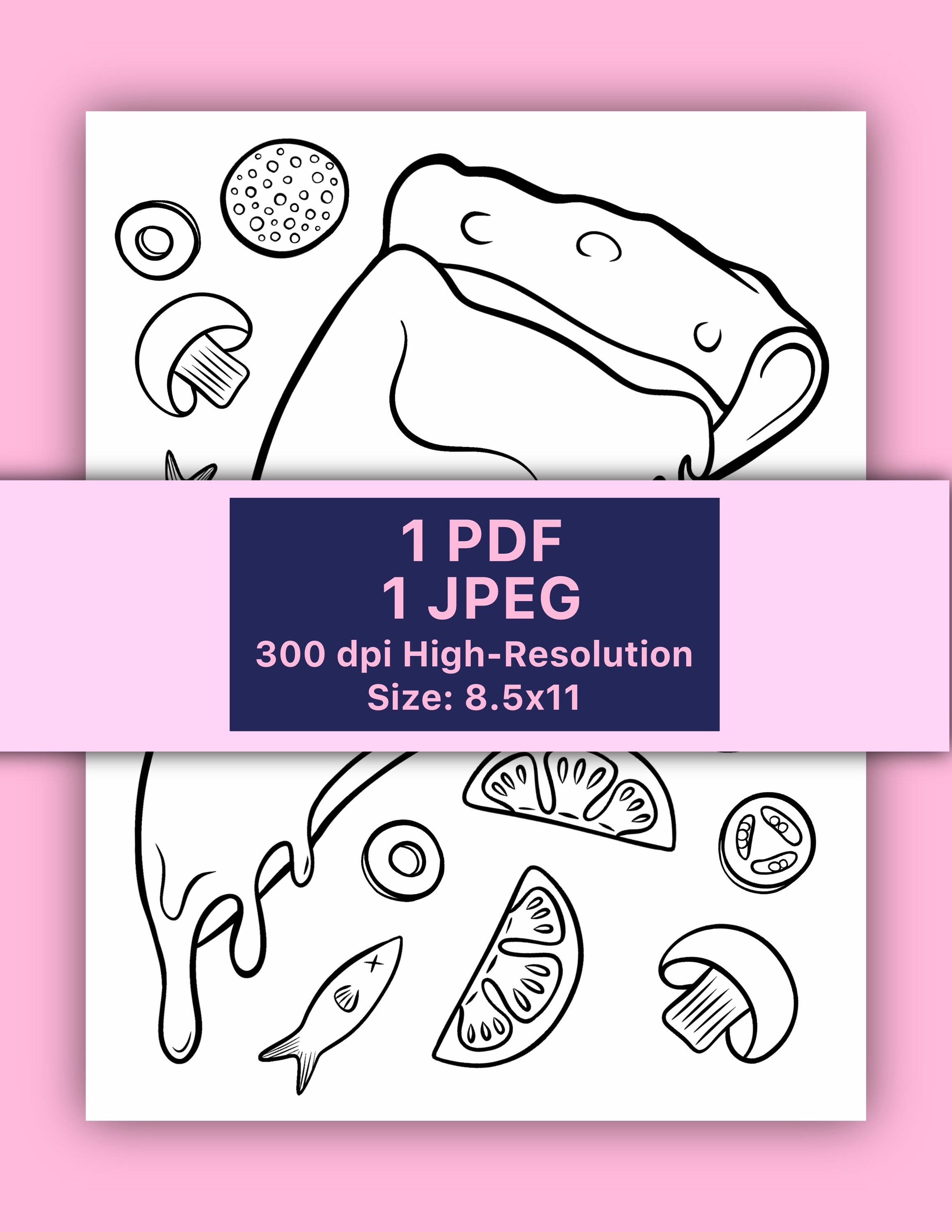 Pizza Slice Coloring Page Digital Download, Printable Pizza Paper Craft ...