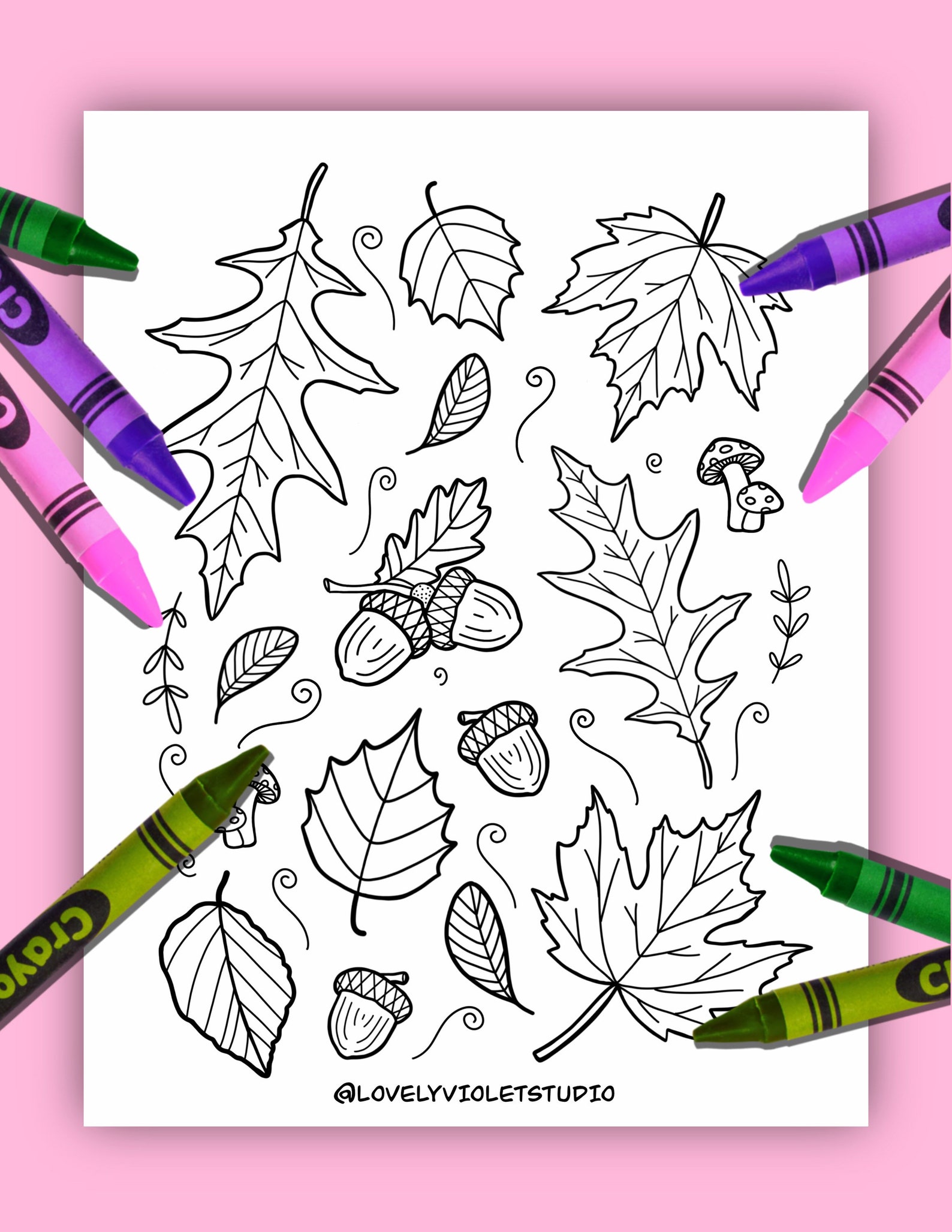 Fall Leaves Coloring Page Digital Download, Printable Fall Themed ...