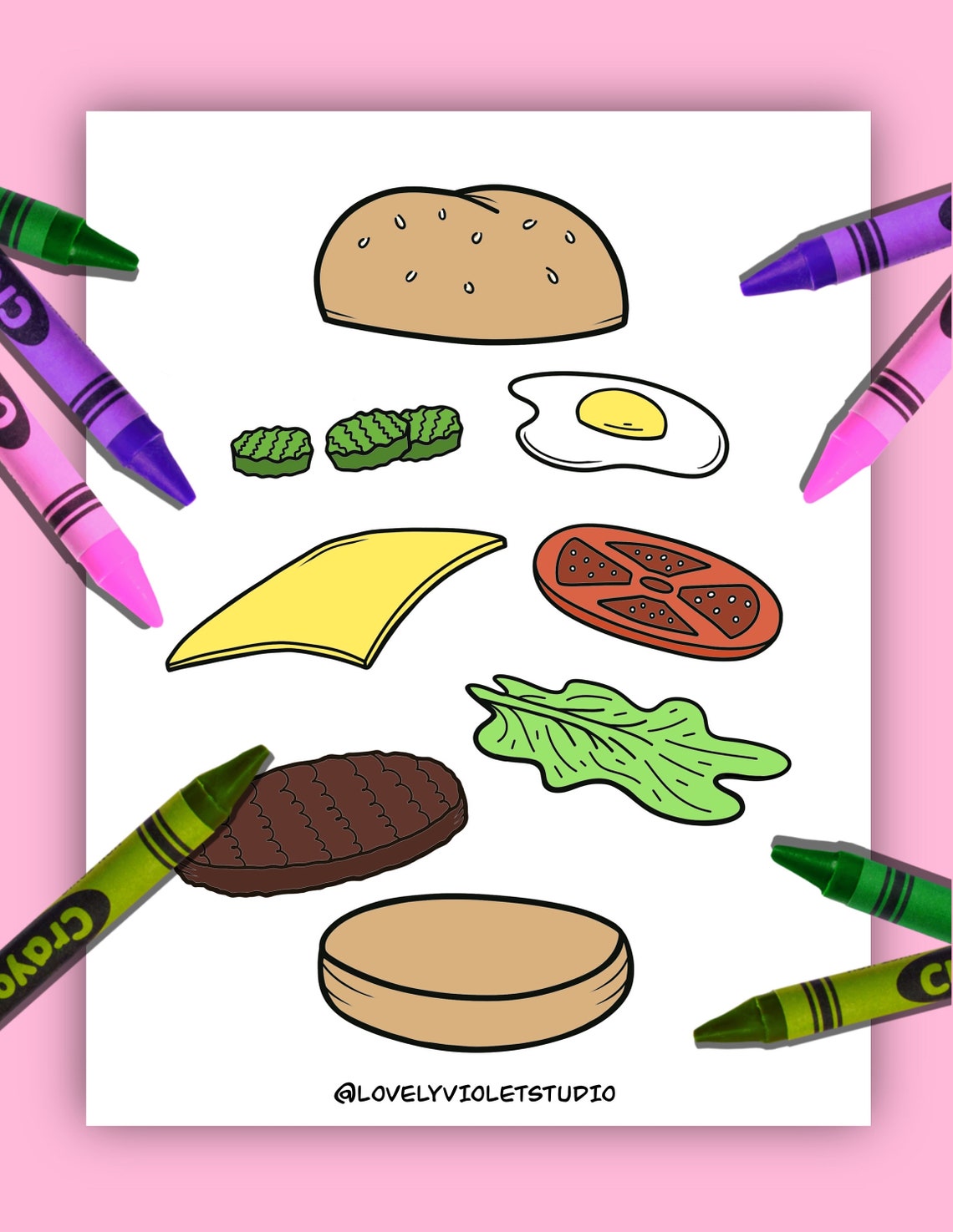 Build a Burger Coloring Page Digital Download, Printable Buger Paper ...