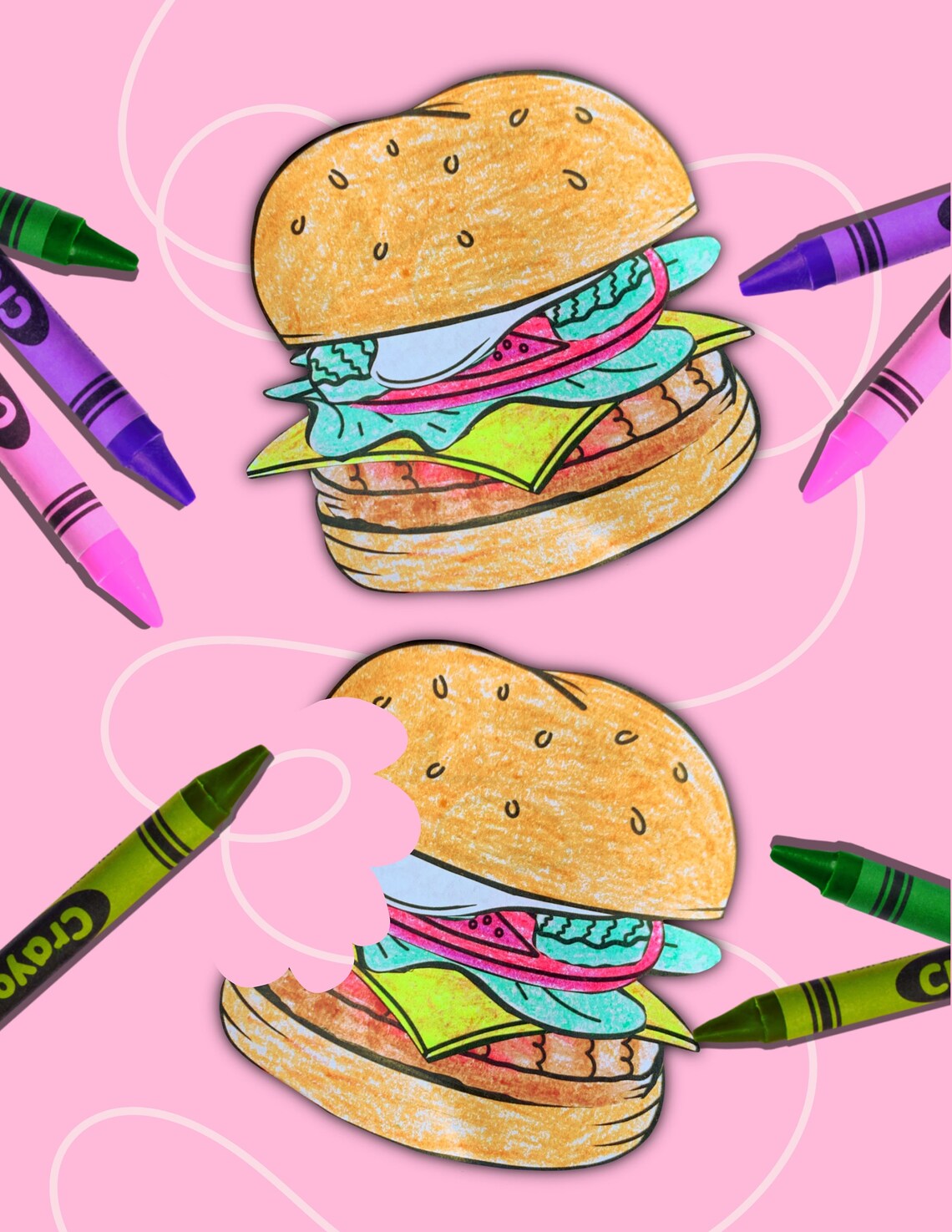 Build a Burger Coloring Page Digital Download, Printable Buger Paper ...