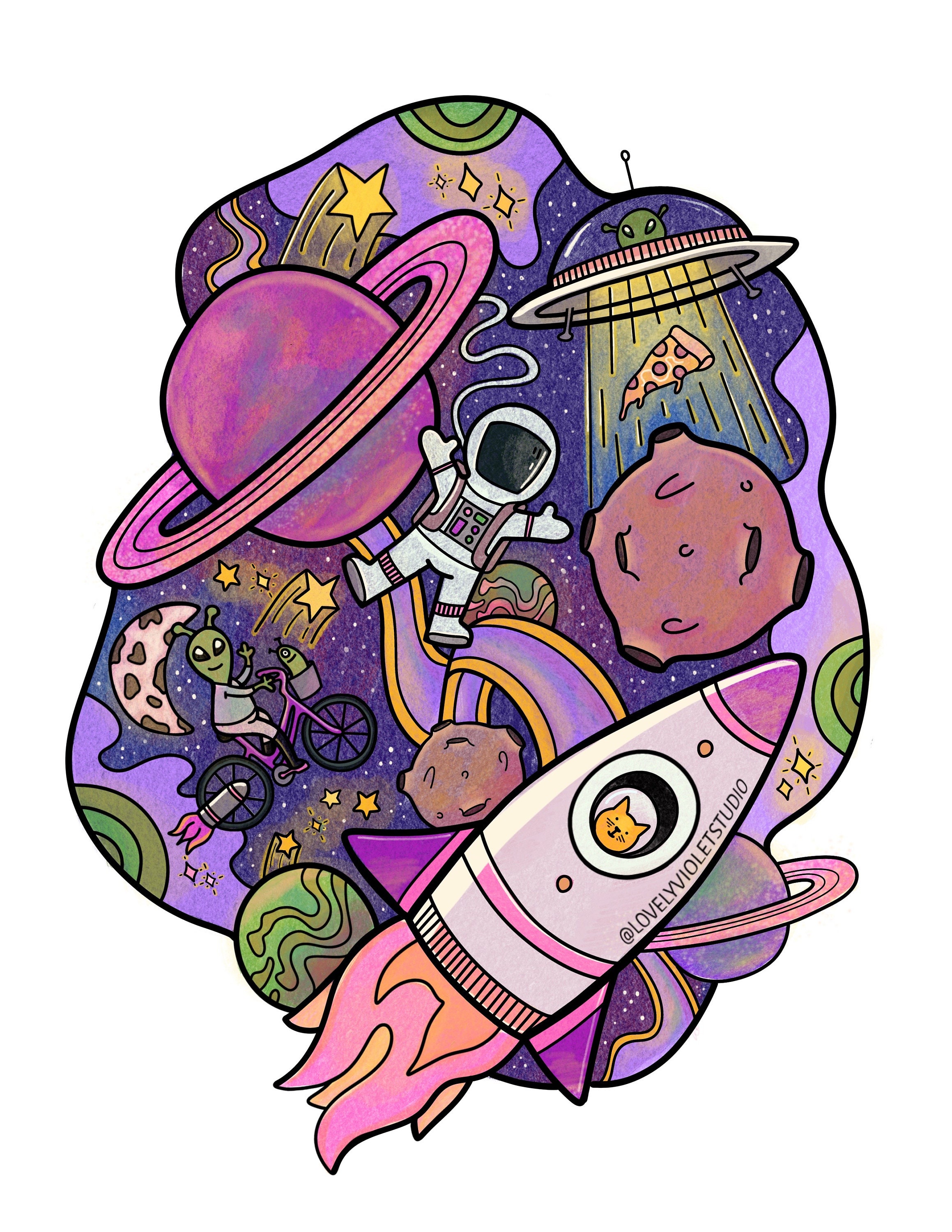 Space Exploration Coloring Page Digital Download, Galaxy Coloring Page ...