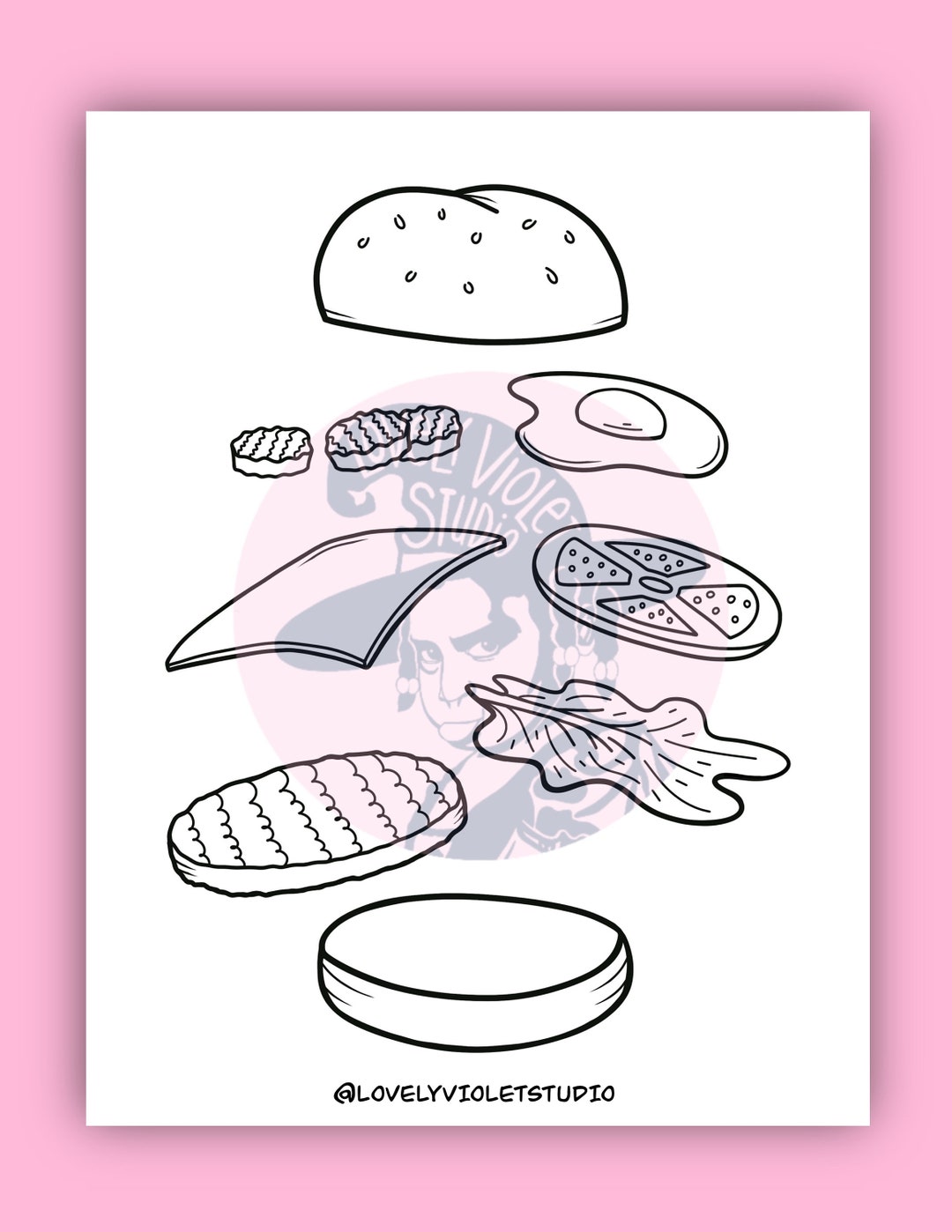 Build a Burger Coloring Page Digital Download, Printable Buger Paper ...