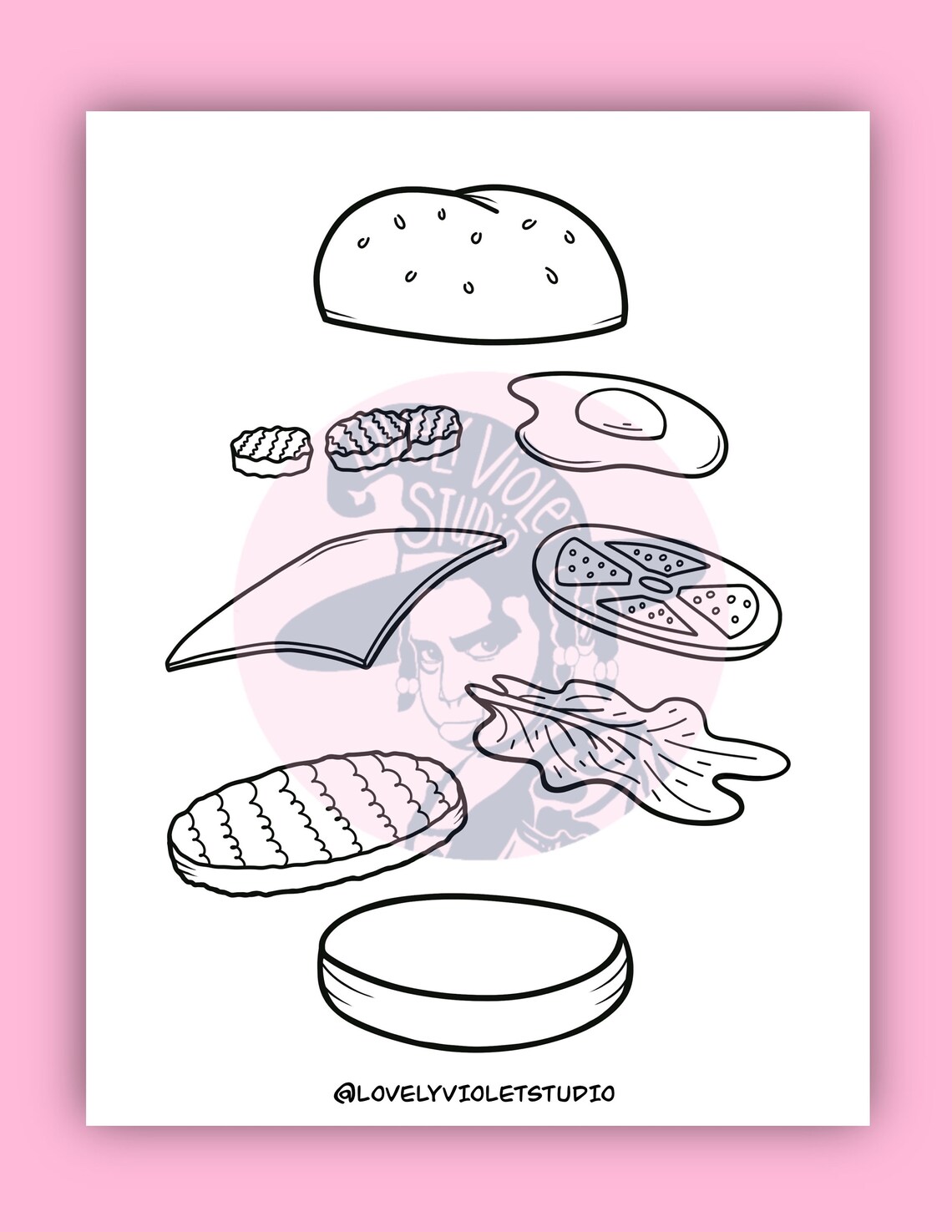 Build a Burger Coloring Page Digital Download, Printable Buger Paper ...