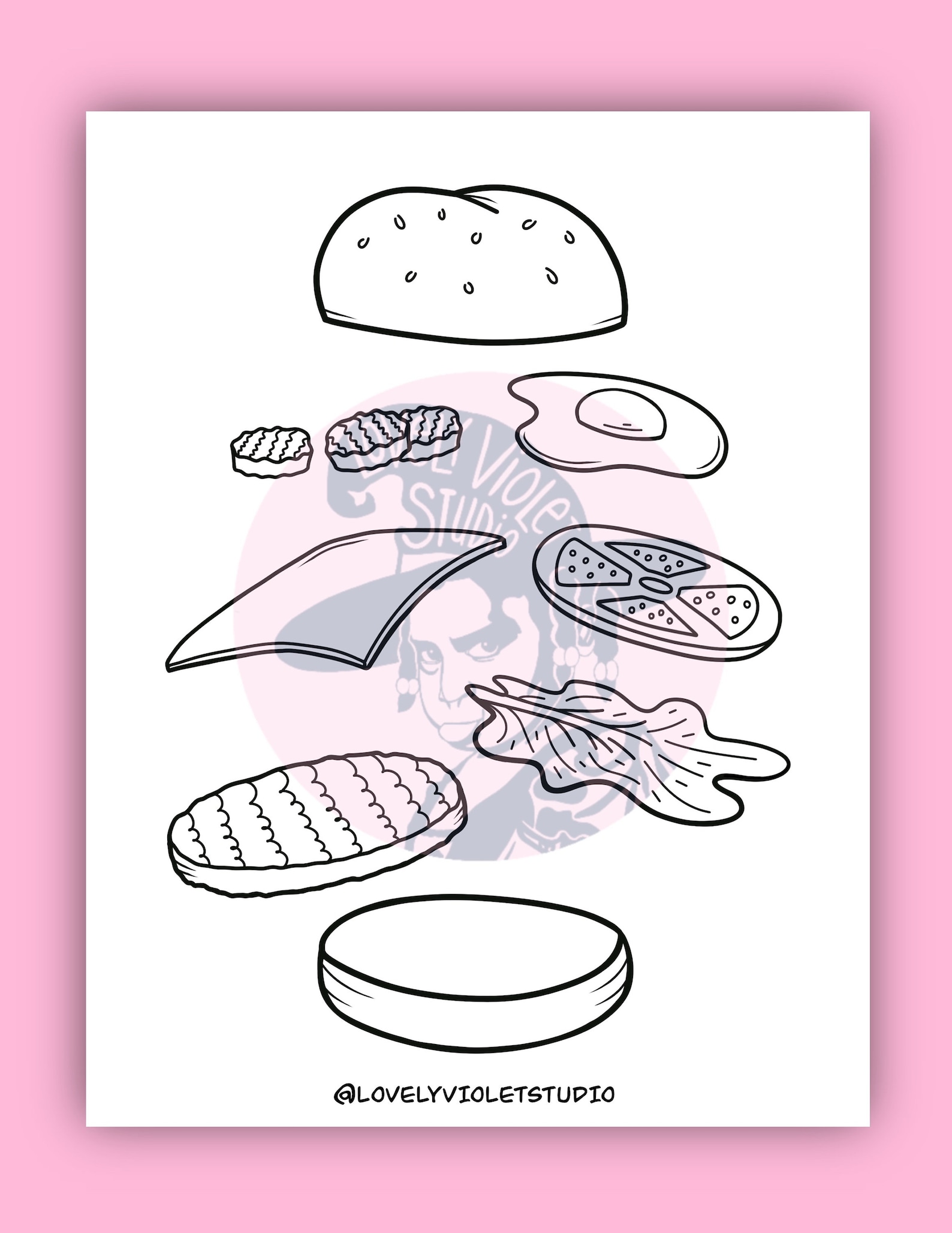 Build a Burger Coloring Page Digital Download, Printable Buger Paper ...