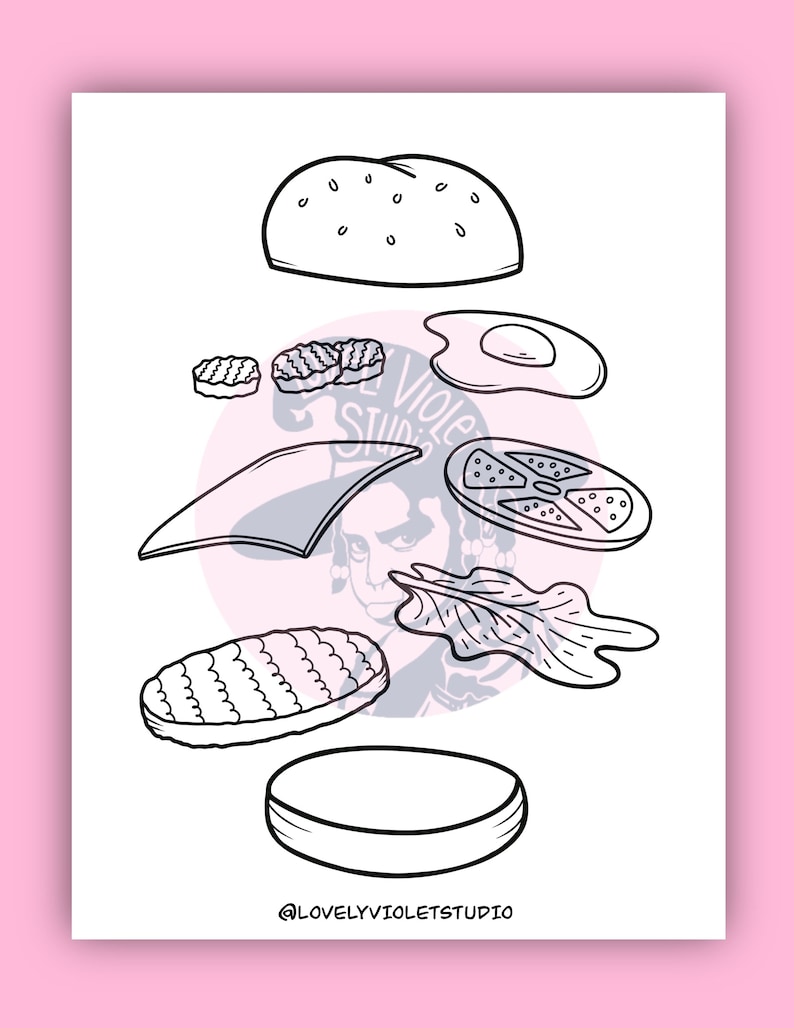Build a Burger Coloring Page Digital Download, Printable Buger Paper ...