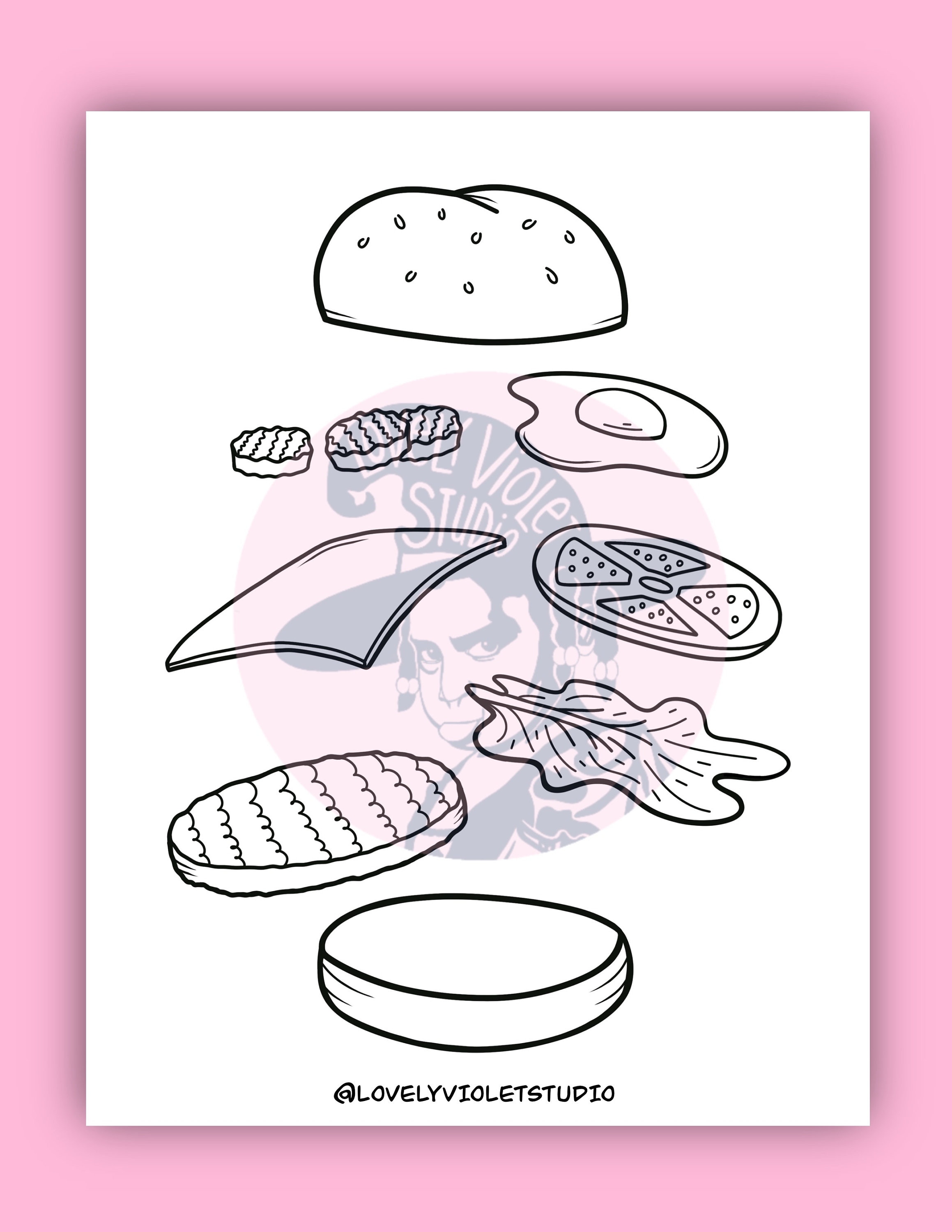 Build a Burger Coloring Page Digital Download, Printable Buger Paper ...