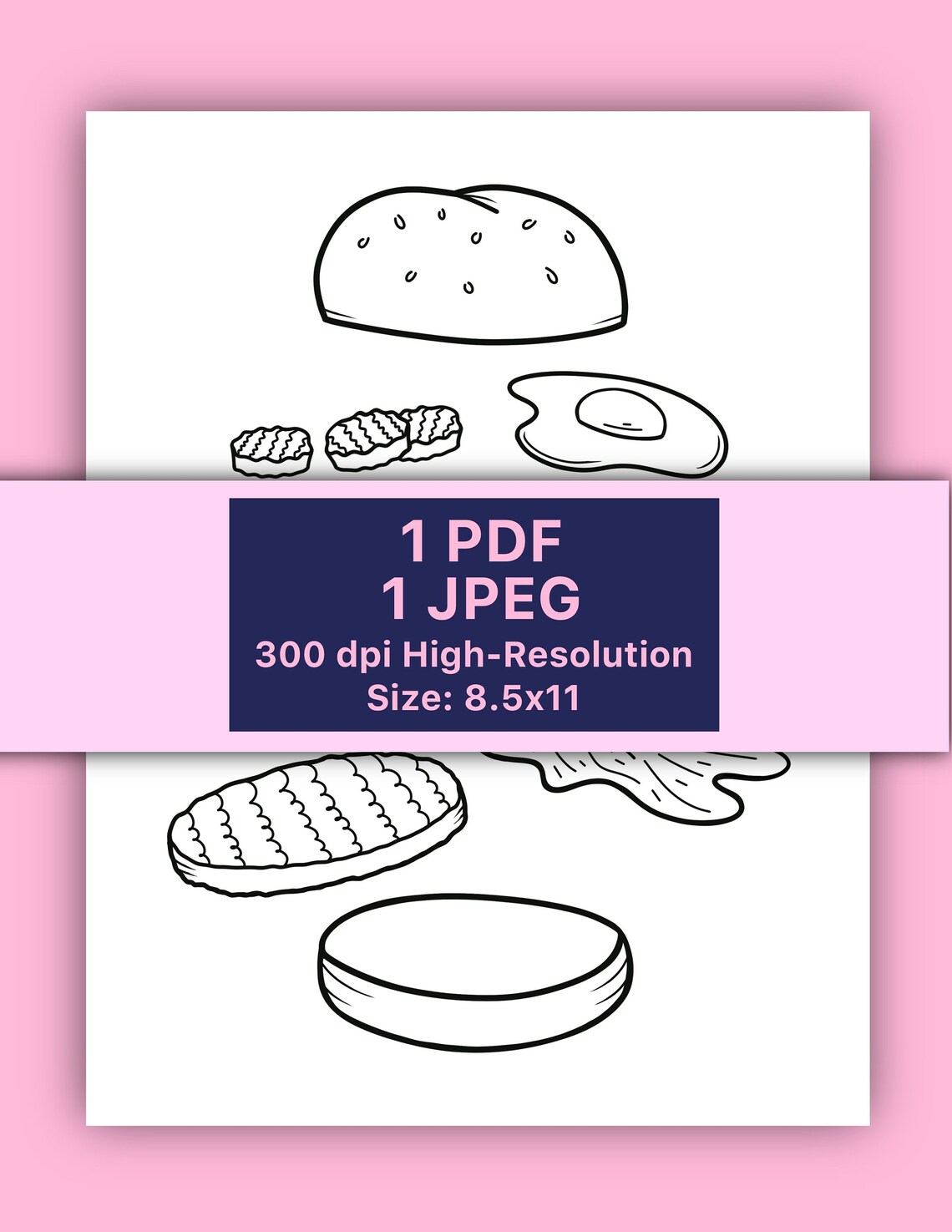 Build a Burger Coloring Page Digital Download, Printable Buger Paper ...