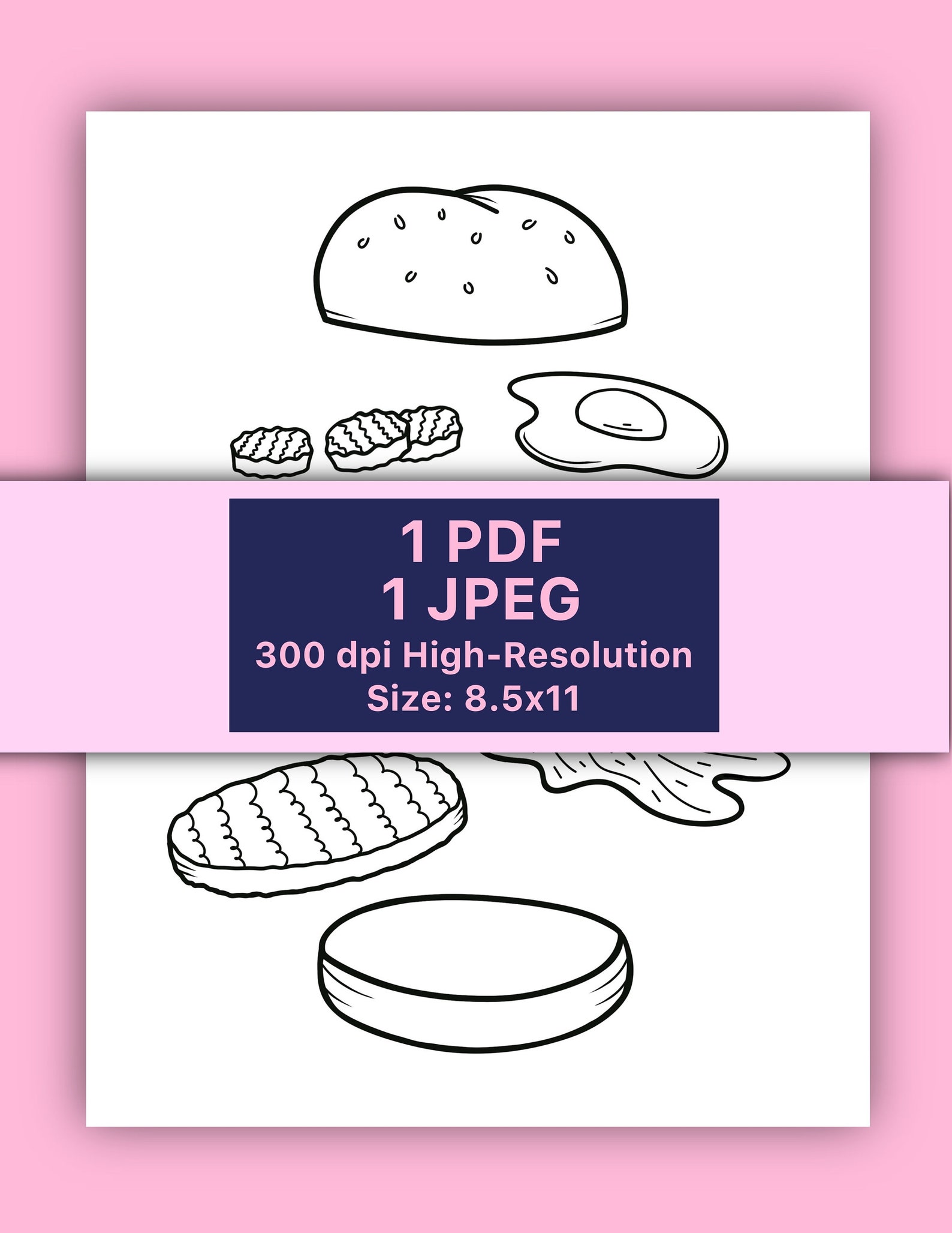 Build a Burger Coloring Page Digital Download, Printable Buger Paper ...