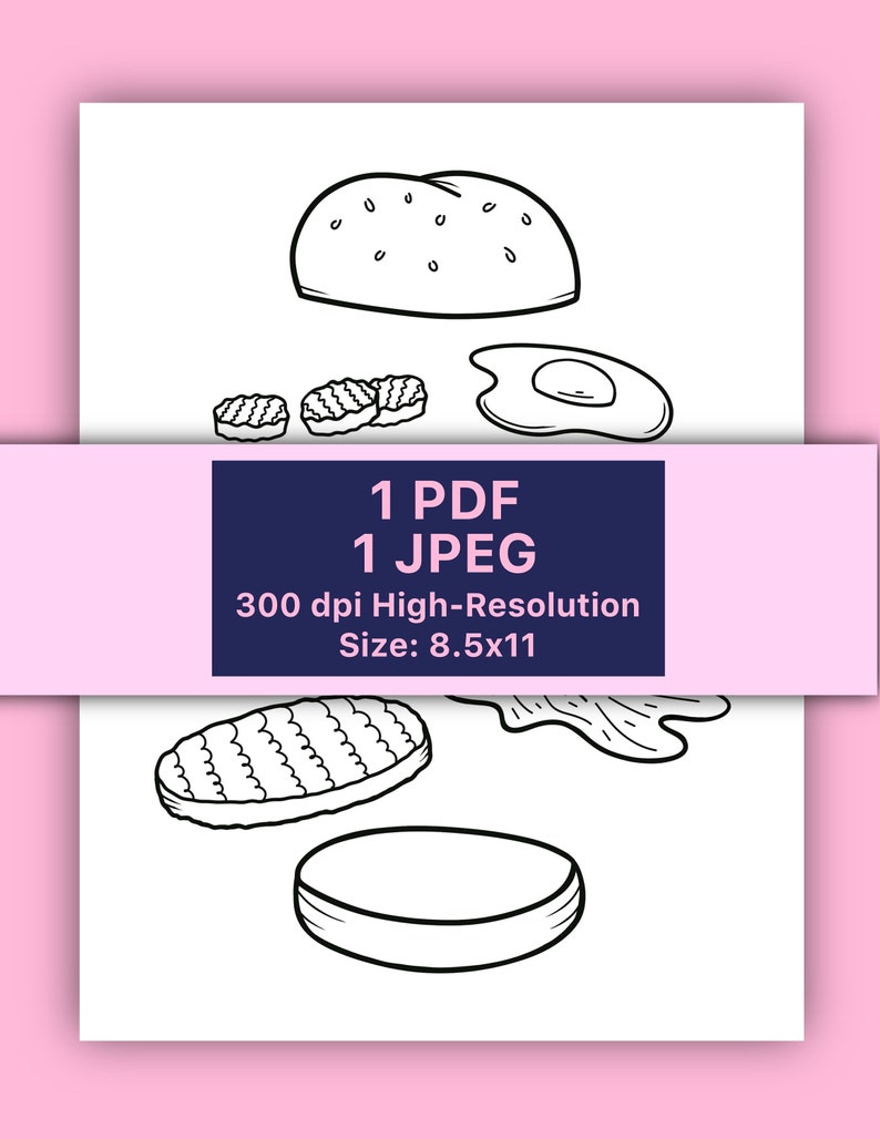 Build a Burger Coloring Page Digital Download, Printable Buger Paper ...