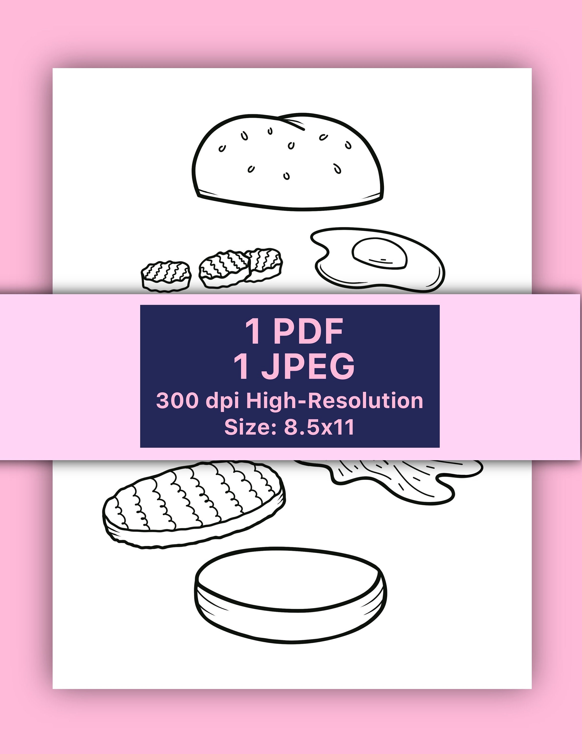 Build a Burger Coloring Page Digital Download, Printable Buger Paper ...