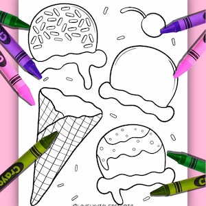 Ice Cream Cone Coloring Page Digital Download, Printable Ice Cream ...