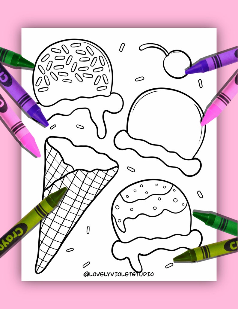 Ice Cream Cone Coloring Page Digital Download, Printable Ice Cream ...