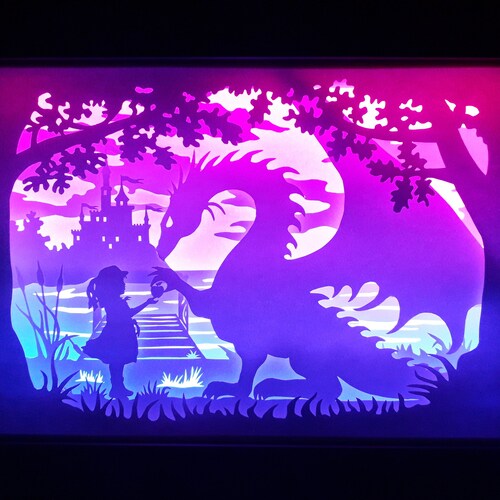 Little Girl & Dragon Paper Cutting Light Box Template Files - Etsy