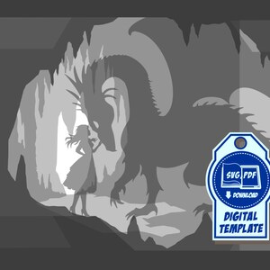 Princess & Dragon [A4, 9x9 Inch] - Paper Cutting Light Box Template ...