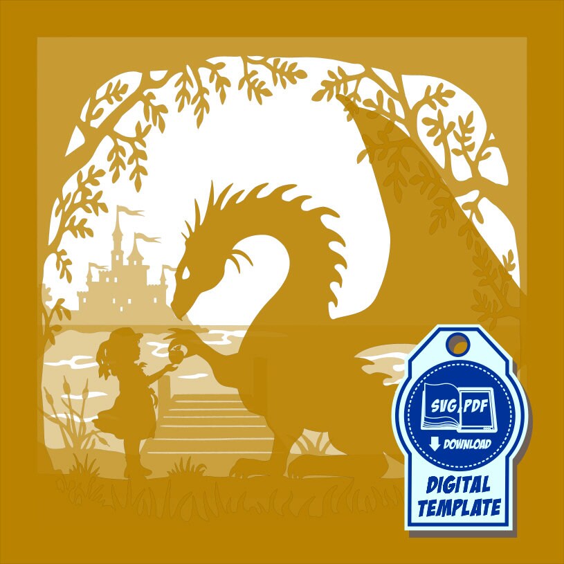 Little Girl & Dragon 9x9 Inch Paper Cutting Light Box - Etsy