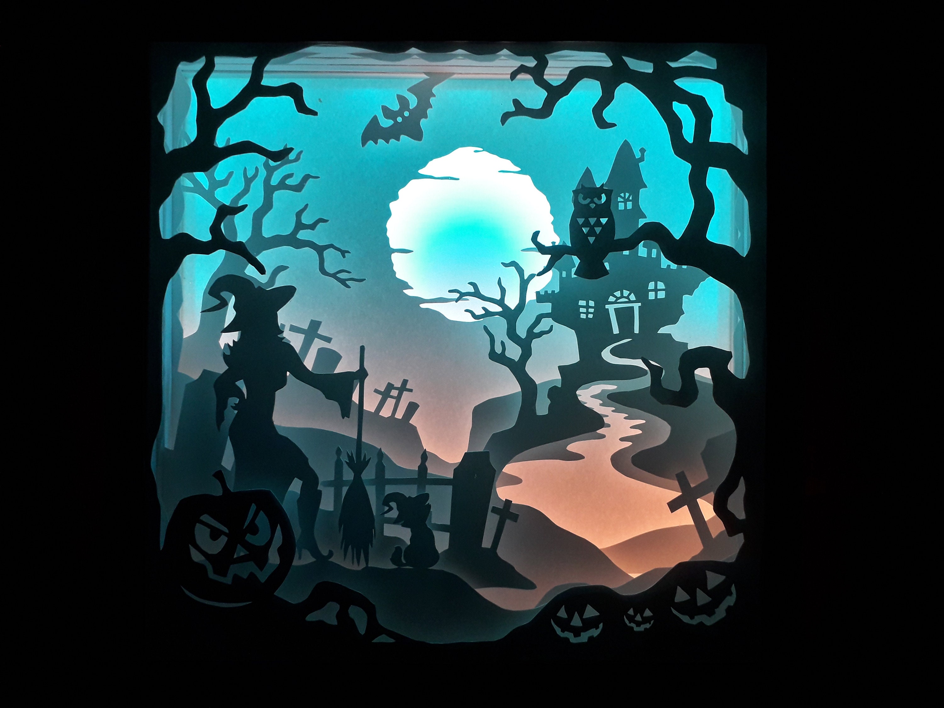 Holloween Day -B [9x9 Inch] - Paper Cutting Light Box Template Files - Etsy