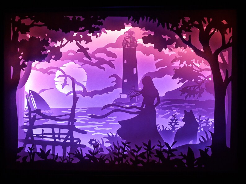 Lighthouse Paper Cutting Light Box Template Files - Etsy