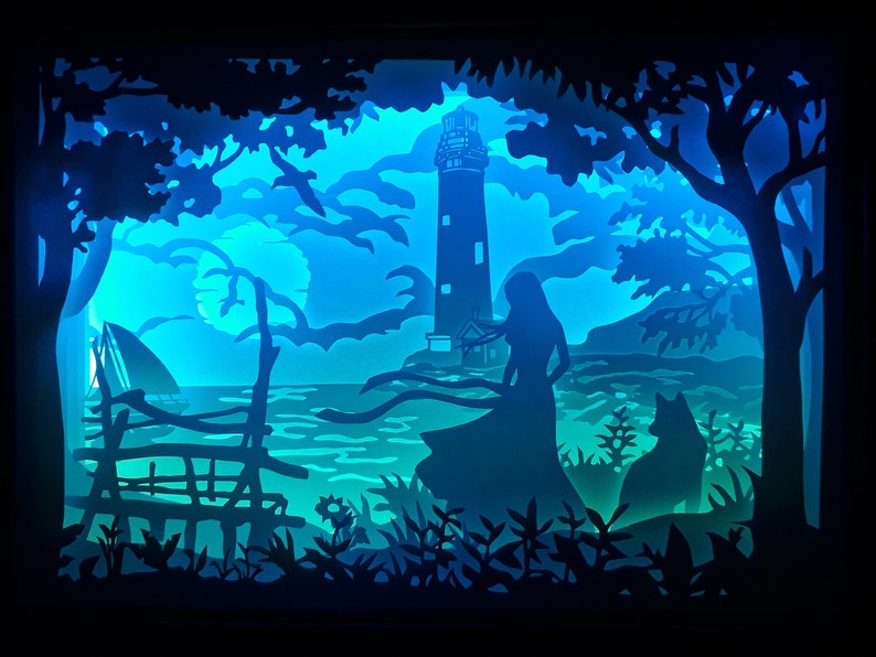 Lighthouse Paper Cutting Light Box Template Files - Etsy