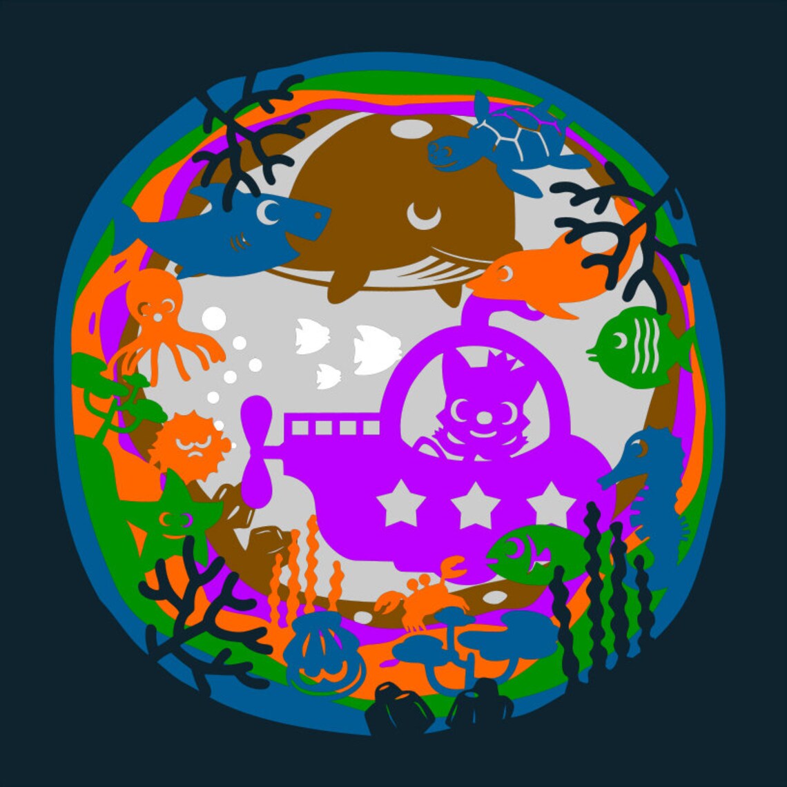 Pinkfong Ocean Exploration [9x9 Inch] - Paper Cutting Light Box ...
