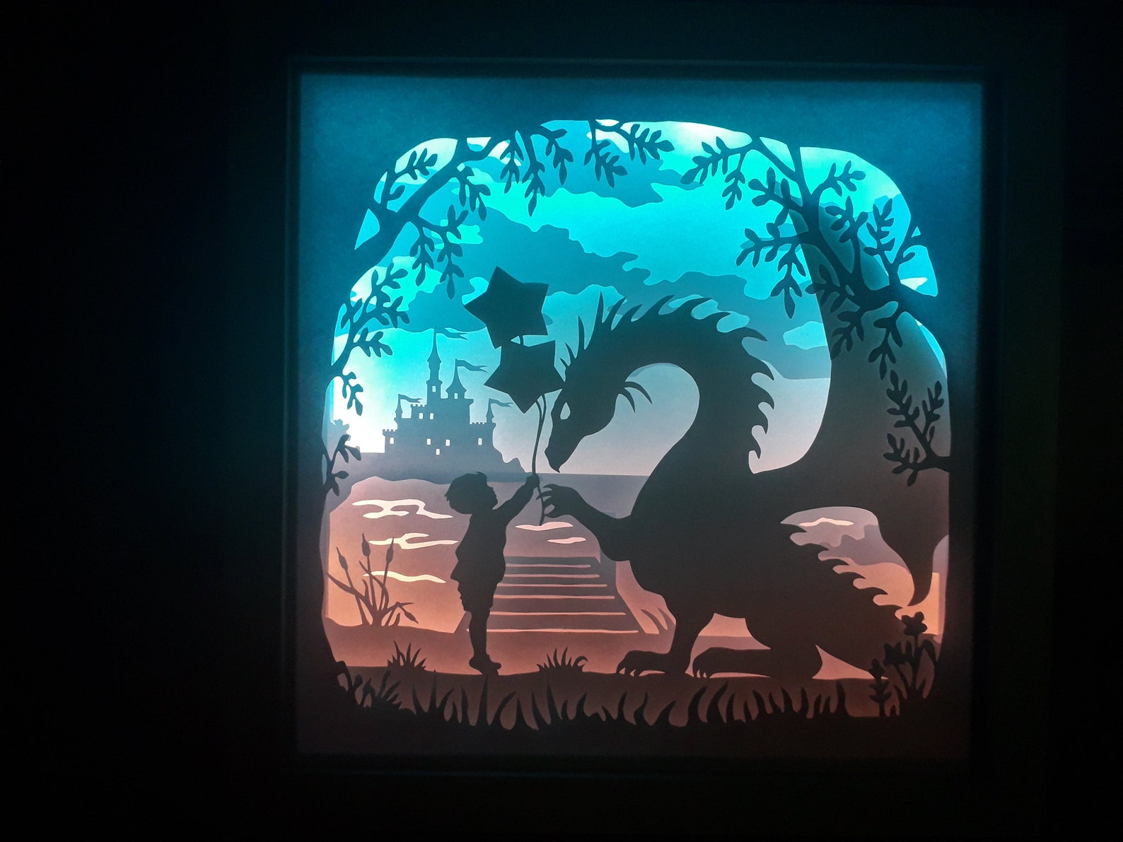 Little Boy & Dragon [9x9 Inch] - Paper Cutting Light Box Template Files ...