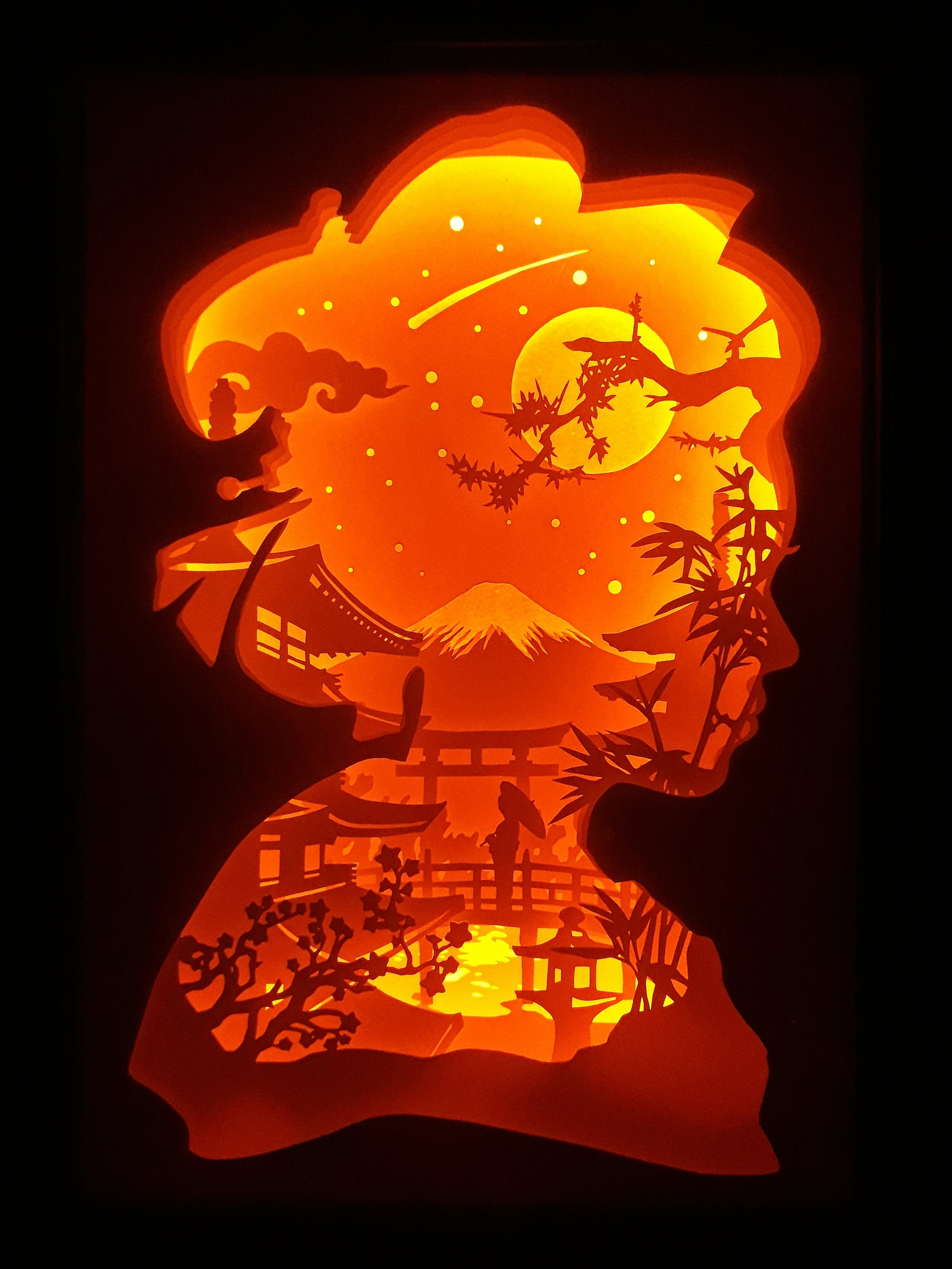 Japan Night- Paper Cutting Light Box Template Files - Etsy