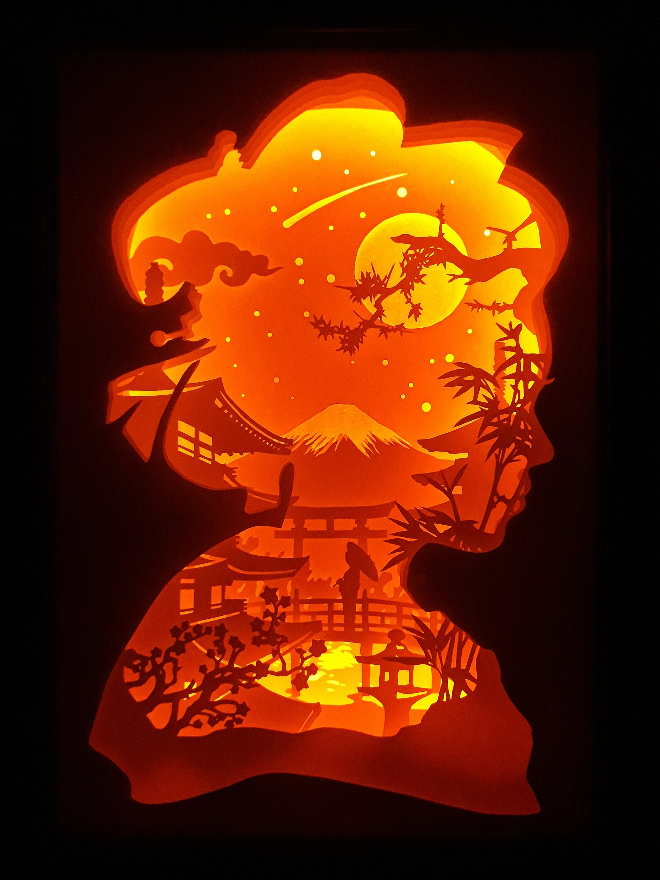 Japan Night- Paper Cutting Light Box Template Files - Etsy