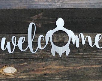 Welcome Sign With a Turtle - Etsy