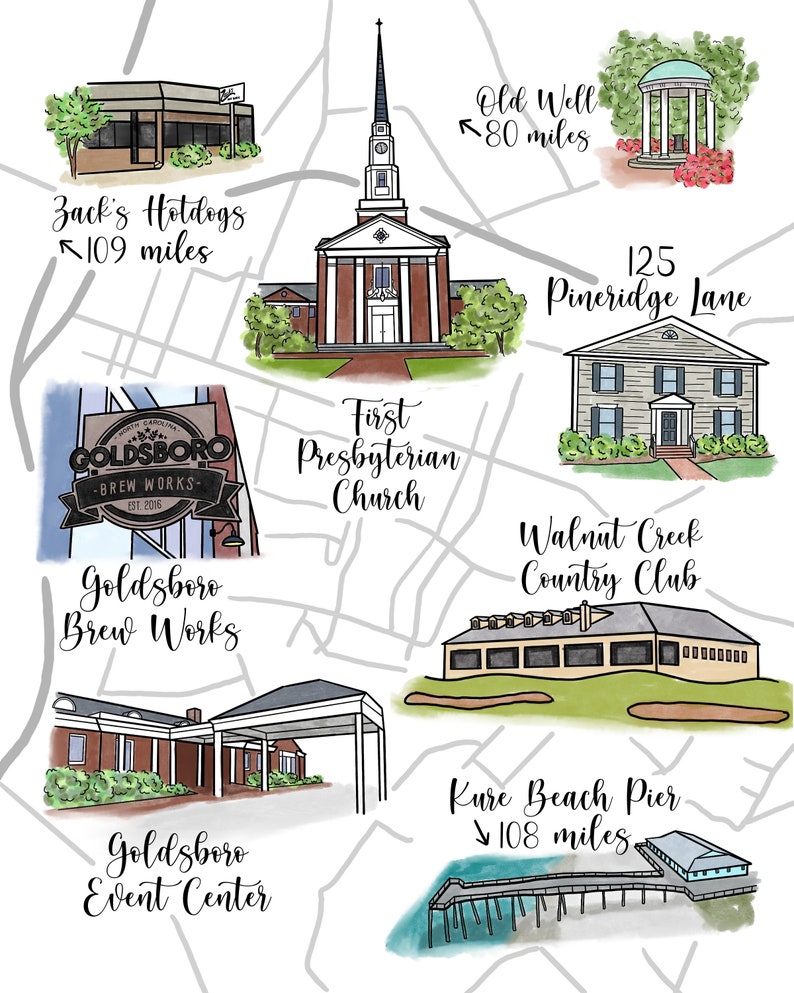 Custom Wedding Map for Wedding Weekend Itinerary and Welcome Gifts - Etsy