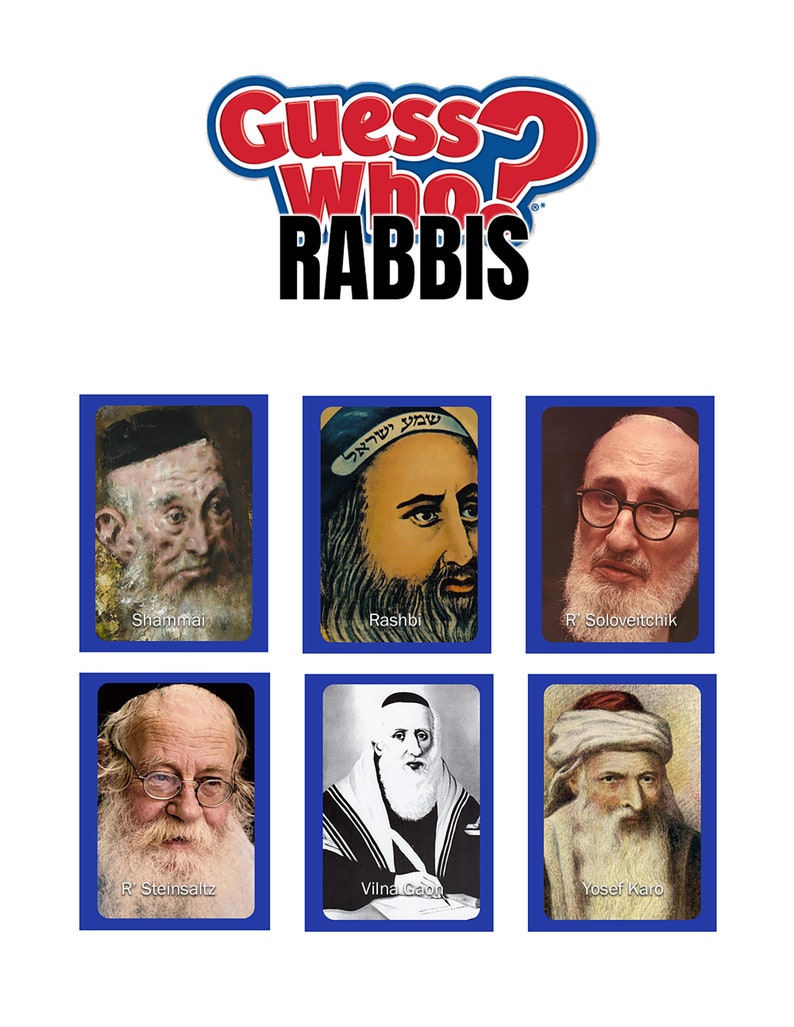 Jewish Themed Rabbinic Guess Who Game Printouts - Etsy