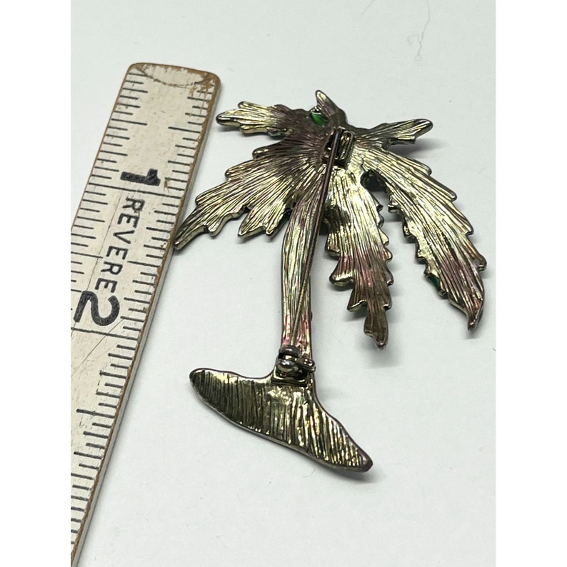Vintage Enamel Rhinestone Palm Tree Brooch Pin - Etsy