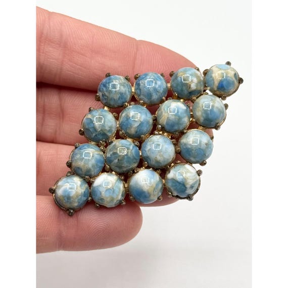 Estate blue glass brooch pin - Gem