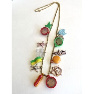 Vintage Plastic Charm Necklace - Etsy