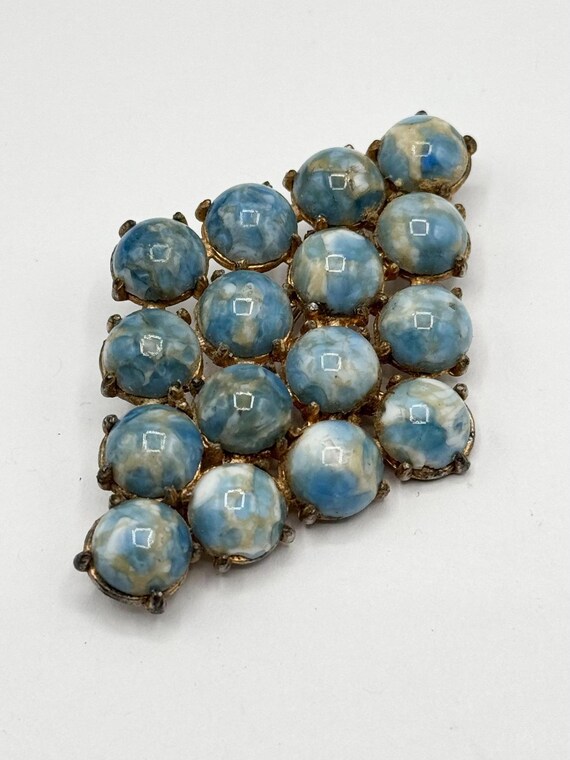 Estate blue glass brooch pin - Gem