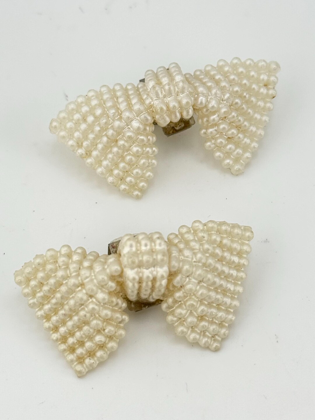 Vintage White Beaded Bow Shoe Clips - Etsy