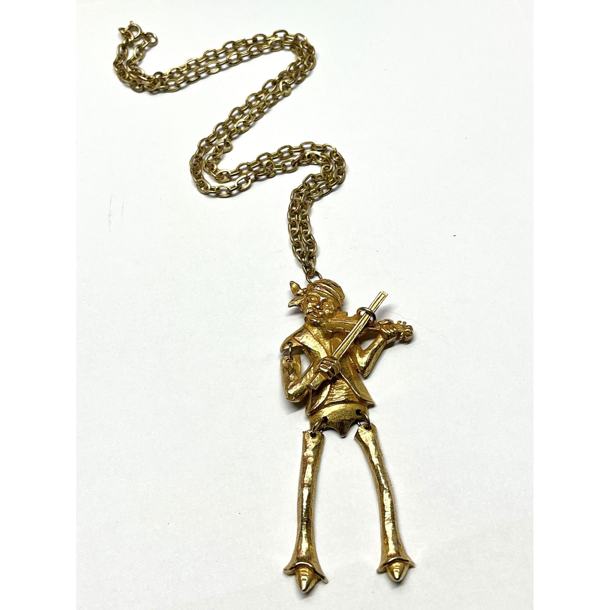 Vintage Gold Music Man Articulating Pendant Necklace - Etsy