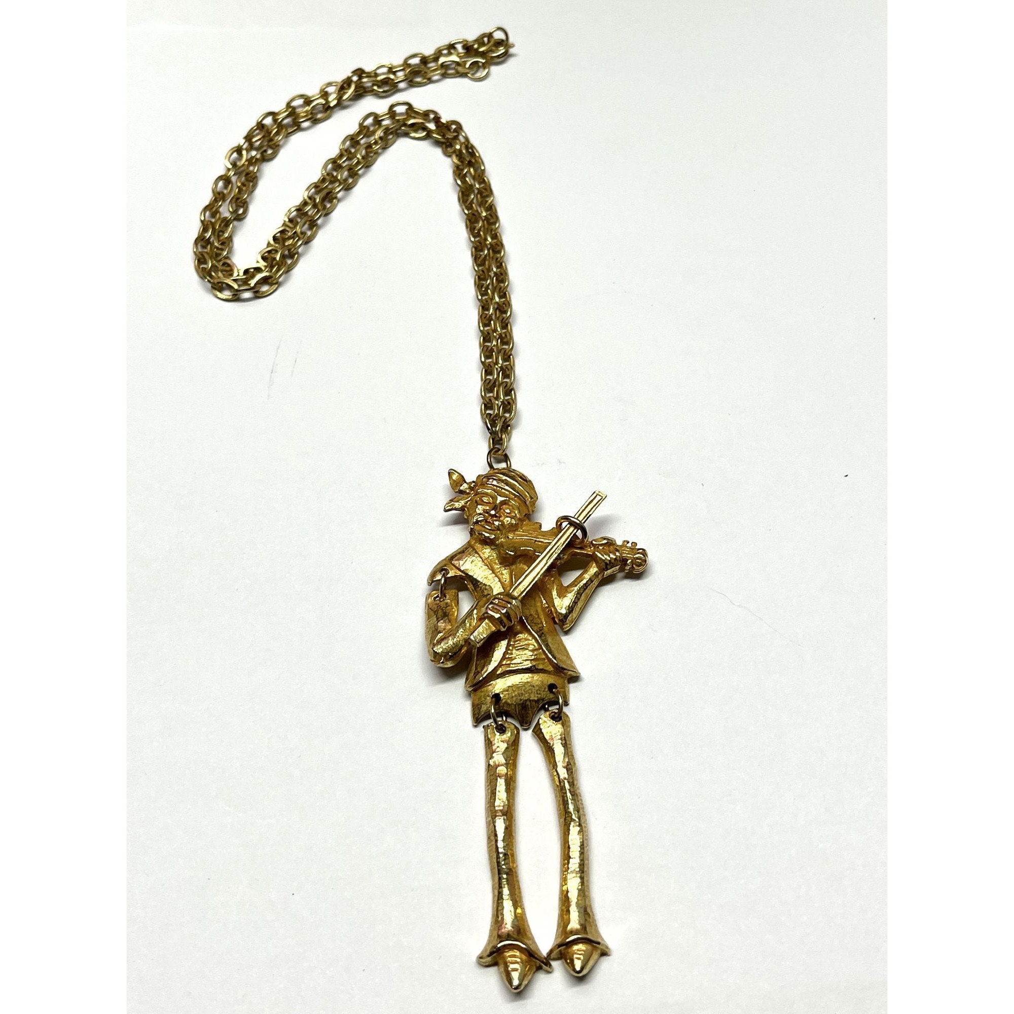 Vintage Gold Music Man Articulating Pendant Necklace - Etsy
