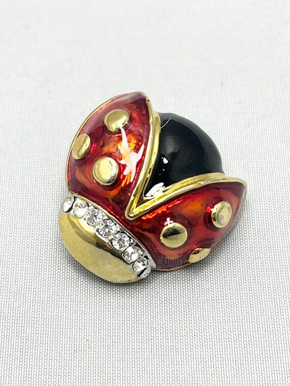 Vintage rhinestone enamel ladybug - Gem