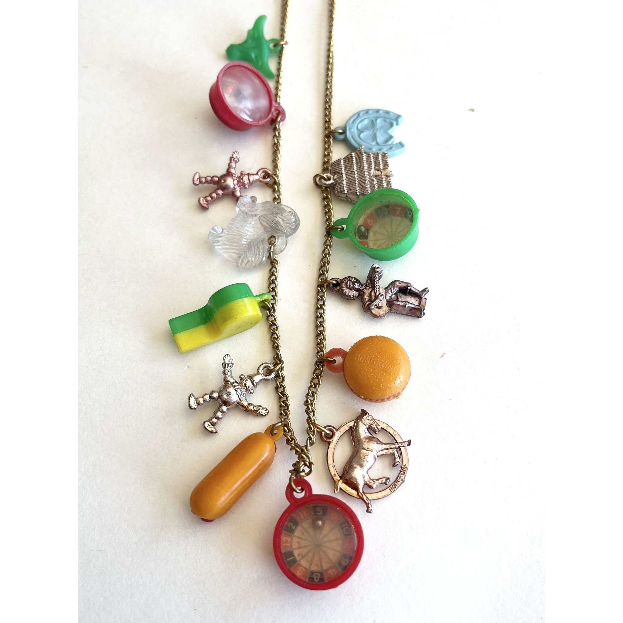 Vintage Plastic Charm Necklace - Etsy