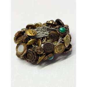 Vintage Estate Button Charm Handmade Stretch Bracelet - Etsy