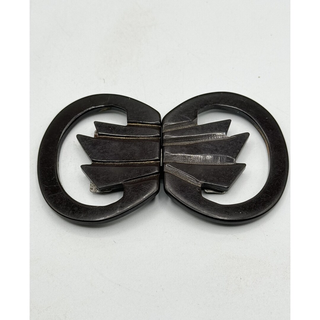 Vintage Interlocking Two Piece Art Deco Black Belt Buckle - Etsy