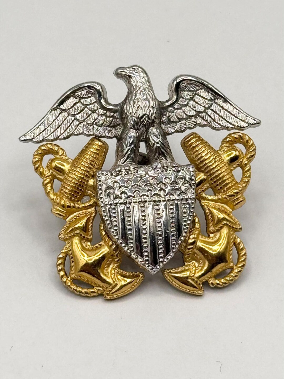 Vintage Sterling & 1/20 10k GF Navy Officer Pin Hat Badge Signed HH ...