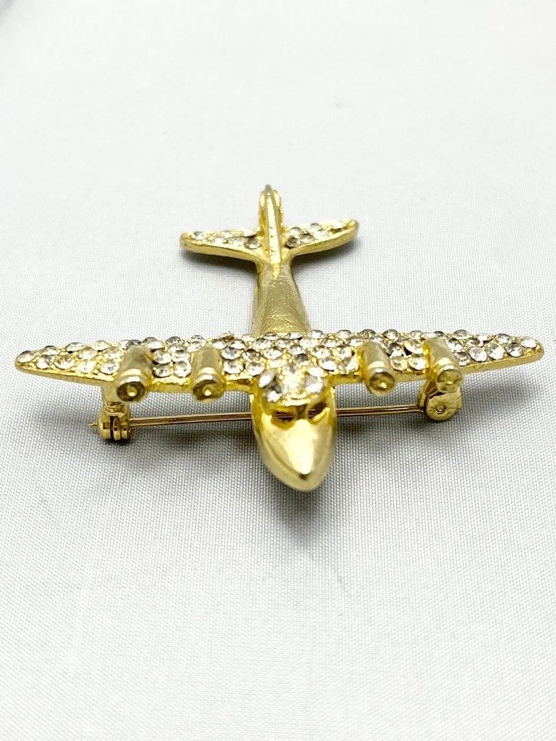 Vintage Wendy Gell Rhinestone Airplane Brooch Pin - Etsy