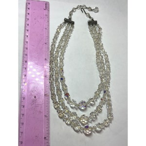 Vintage Three Strand Crystal Beaded Necklace - Etsy
