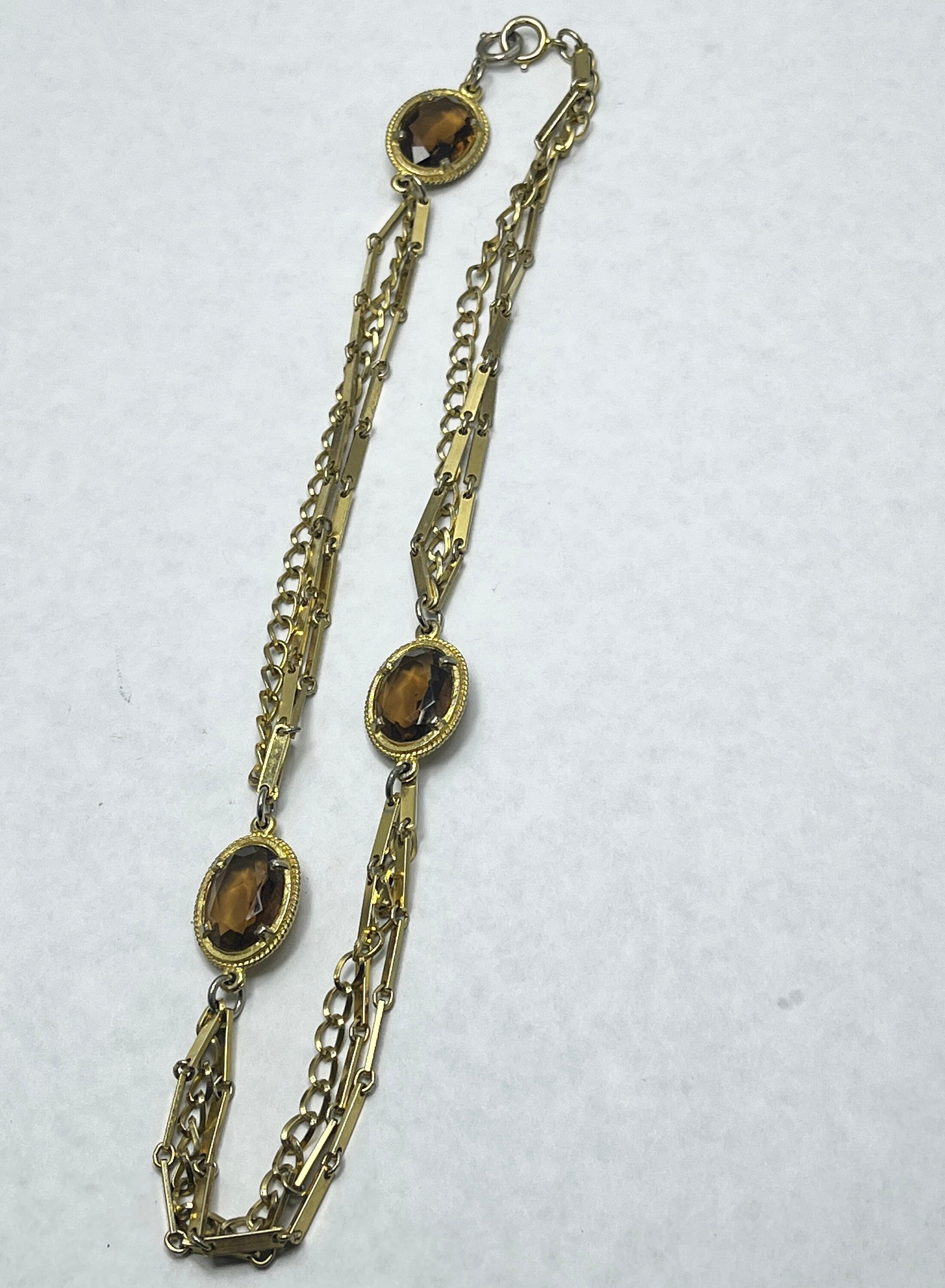 Vintage Brown Glass Multi Strand Chain Necklace - Etsy