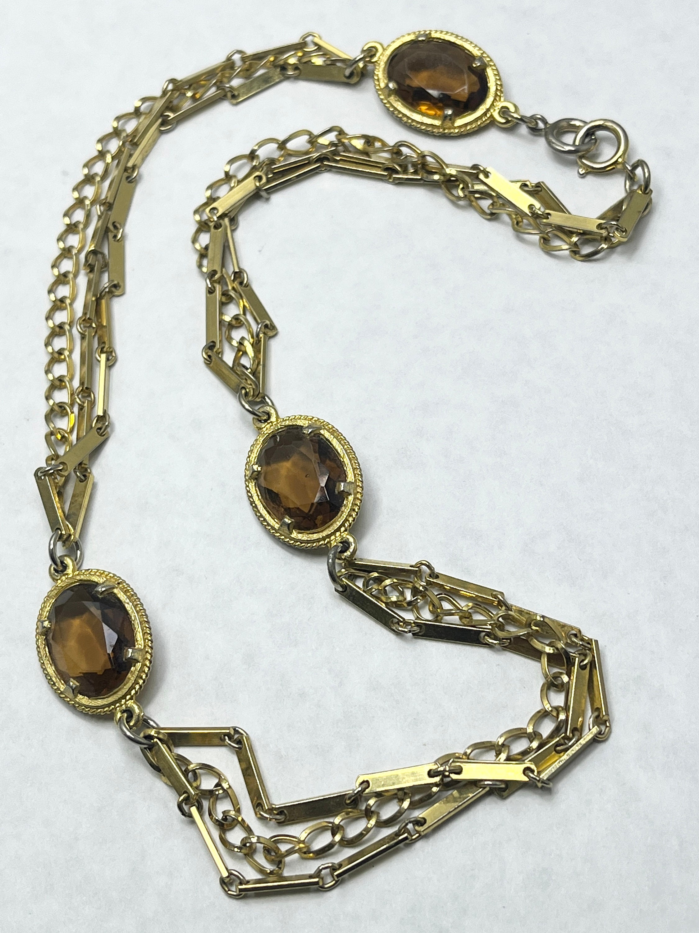 Vintage Brown Glass Multi Strand Chain Necklace - Etsy