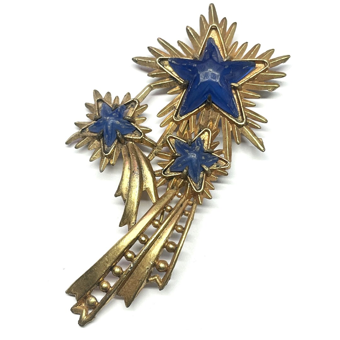 Vintage Estate Blue Star Brooch Pin - Etsy