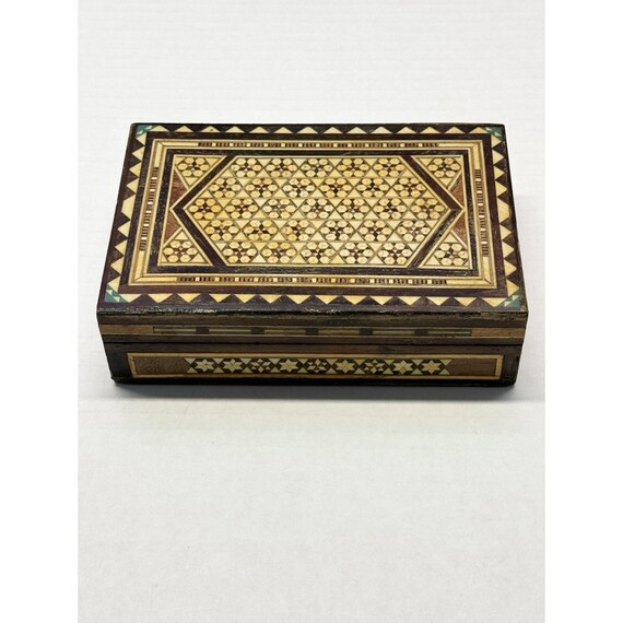 Vintage wood inlay mosaic box - Gem