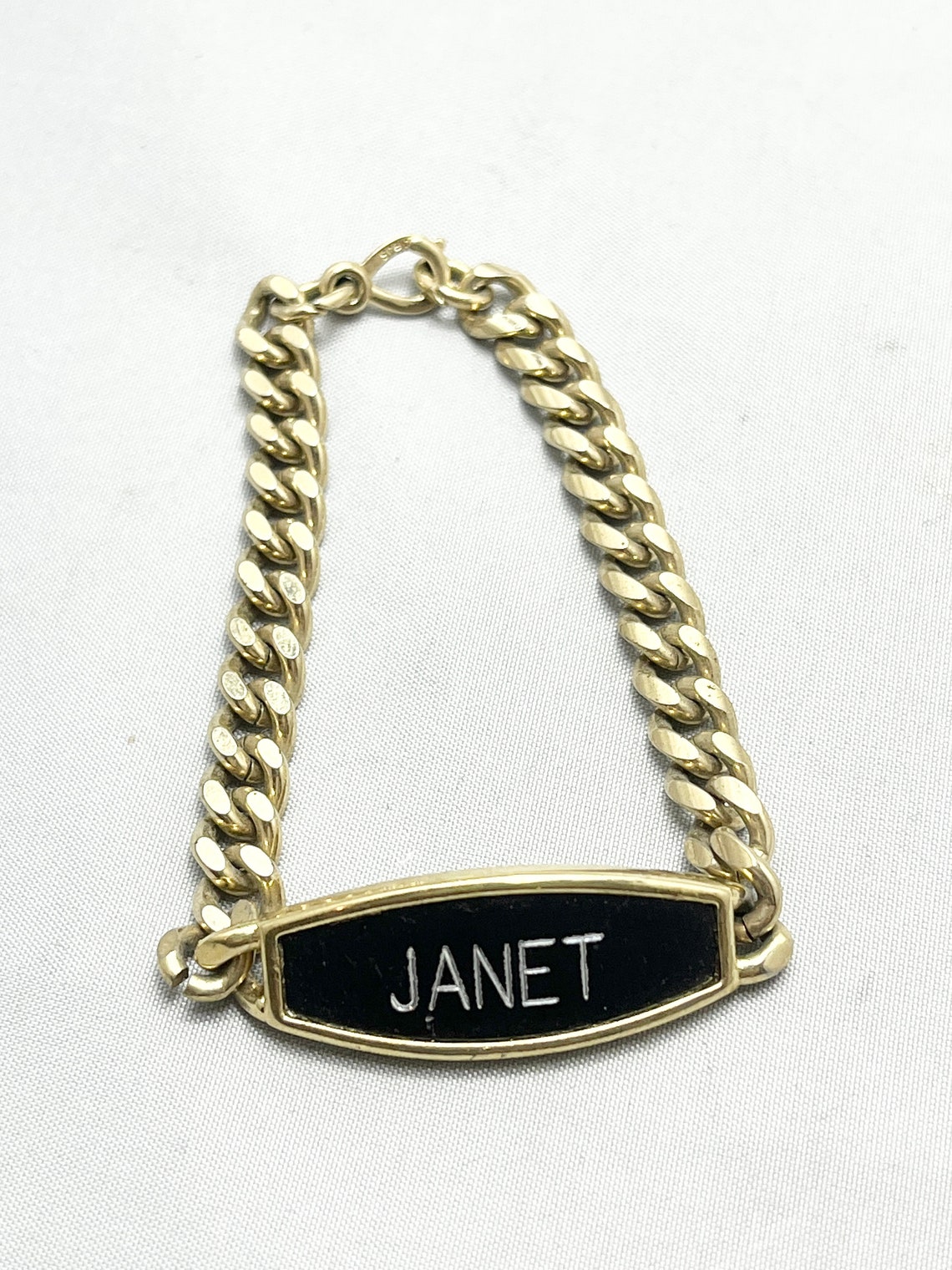 Vintage Speidel Janet Gold Chain Name Bracelet - Etsy