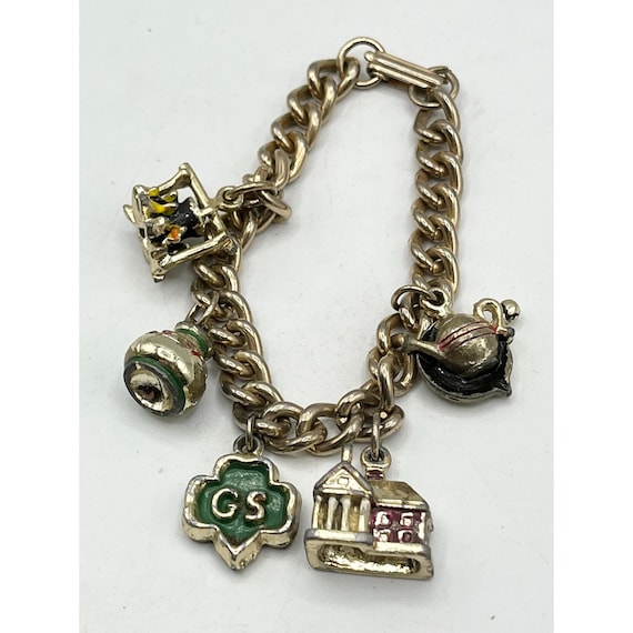 Vintage Girl Scout Charm Bracelet - Gem