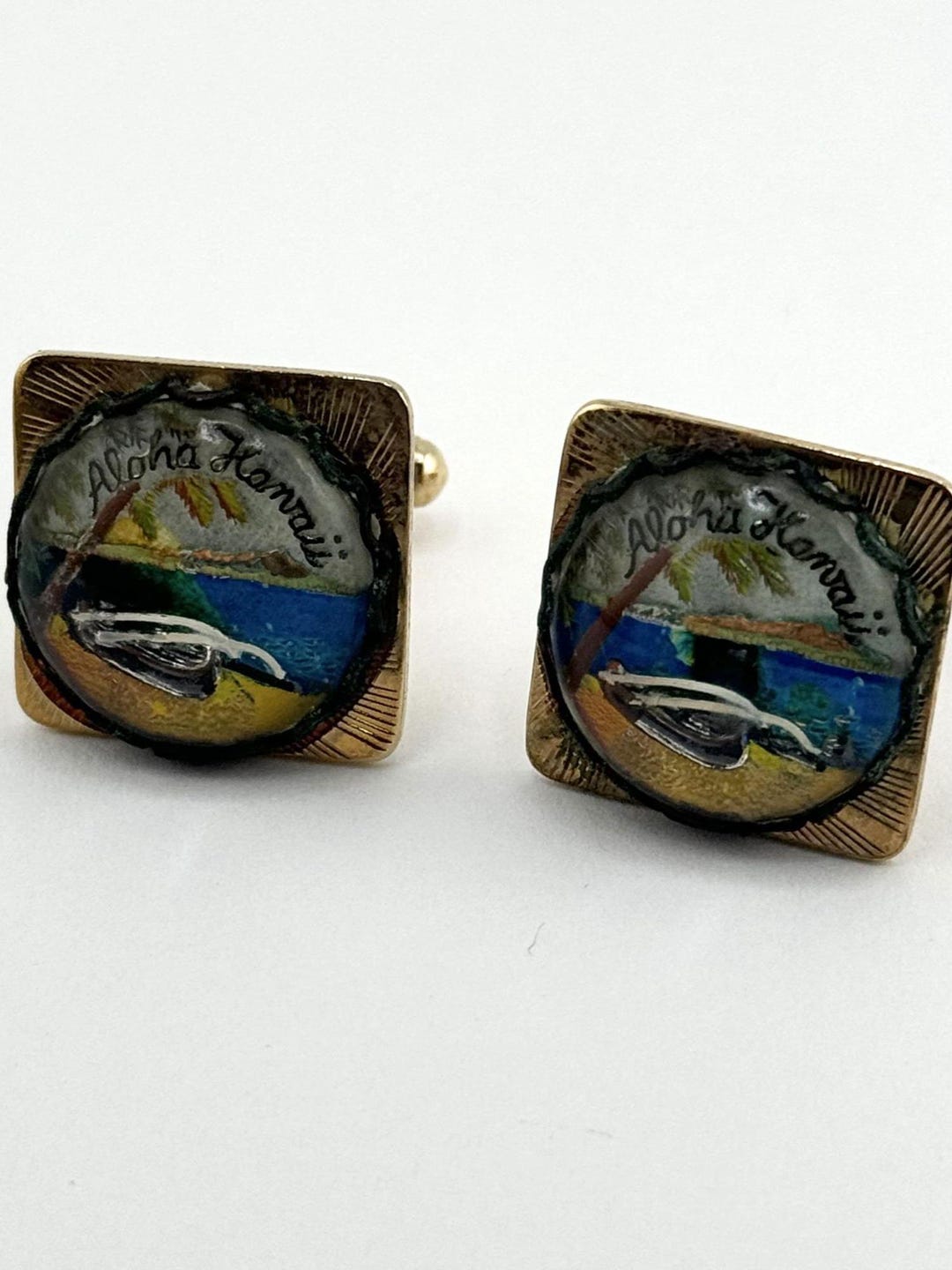 Vintage Bubble Glass Aloha Hawaii Cuff Links - Etsy